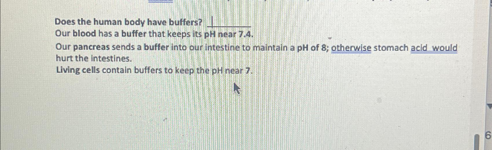 Solved Does the human body have buffers?Our blood has a | Chegg.com