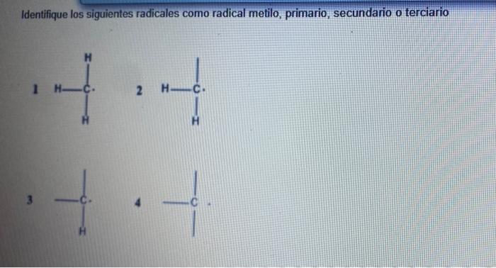 Solved Identifique los siguientes radicales como radical | Chegg.com