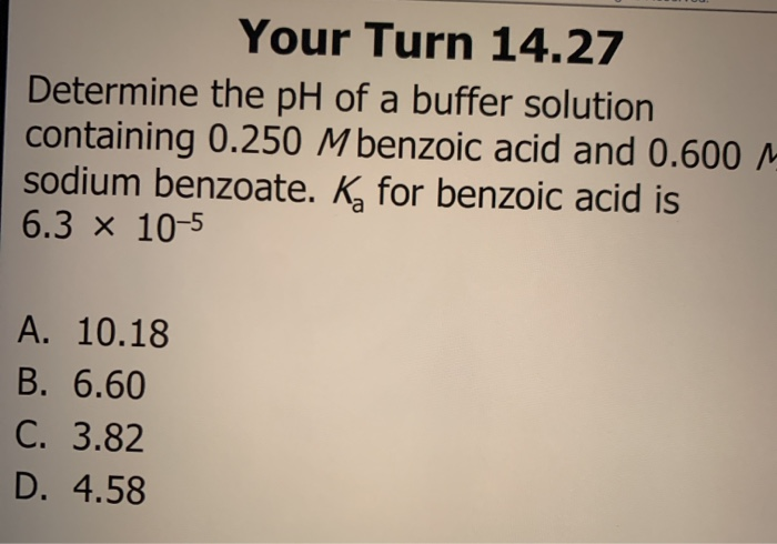 Solved Your Turn 14.27 Determine the pH of a buffer solution | Chegg.com