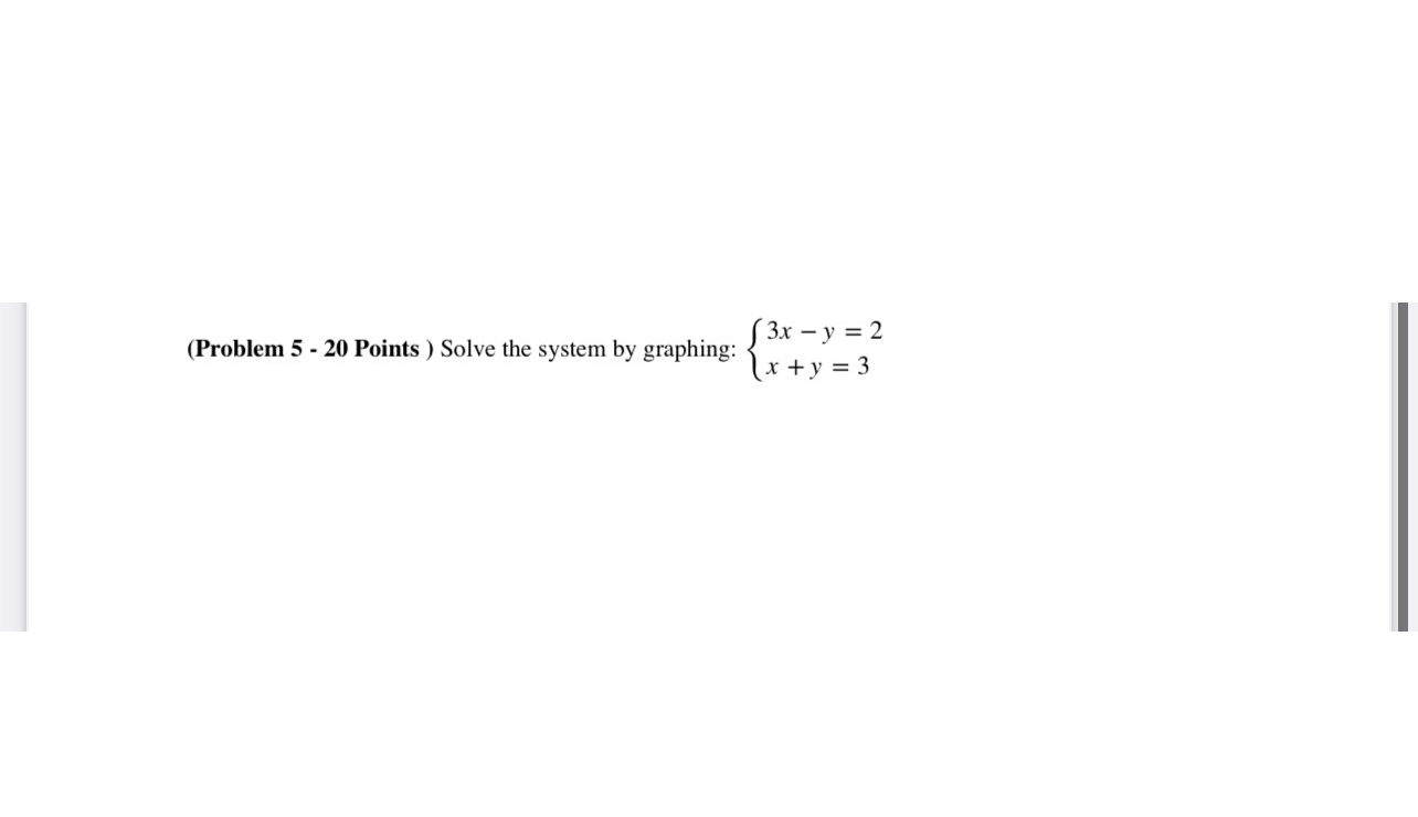 Solved Solve the system by graphing: (Problem 5 - 20 Points | Chegg.com Solved Solve the system by graphing: (Problem 5 - 20 Points | Chegg.com