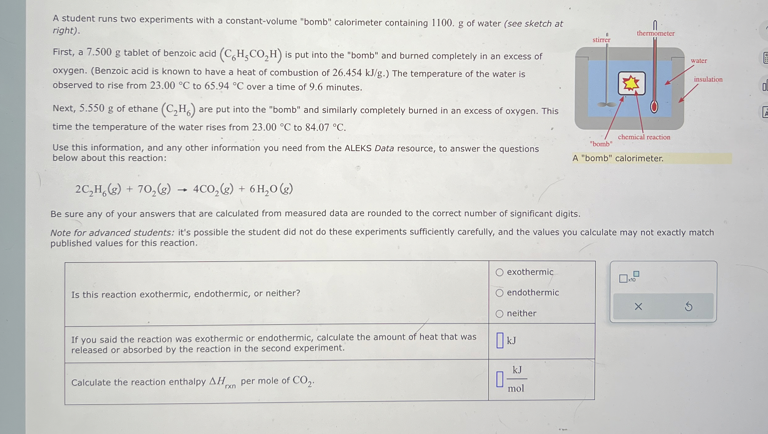Solved A student runs two experiments with a constant-volume | Chegg.com