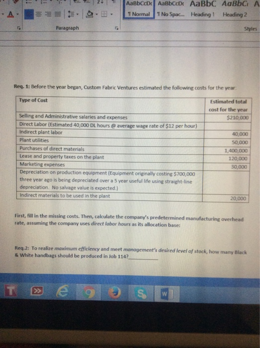 Font P aragraph Req. 4 The production engineers | Chegg.com