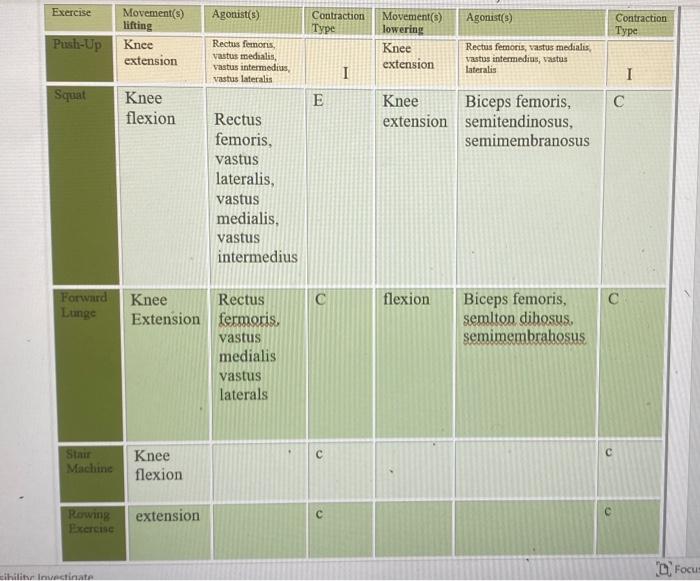 Solved 1 Knee Joint Movement Analysis Chart After analyzing | Chegg.com