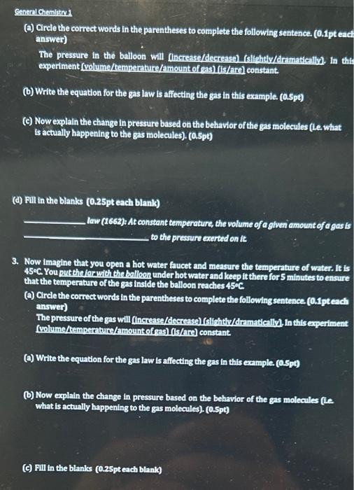Solved (a) Circle the correct words in the parentheses to | Chegg.com