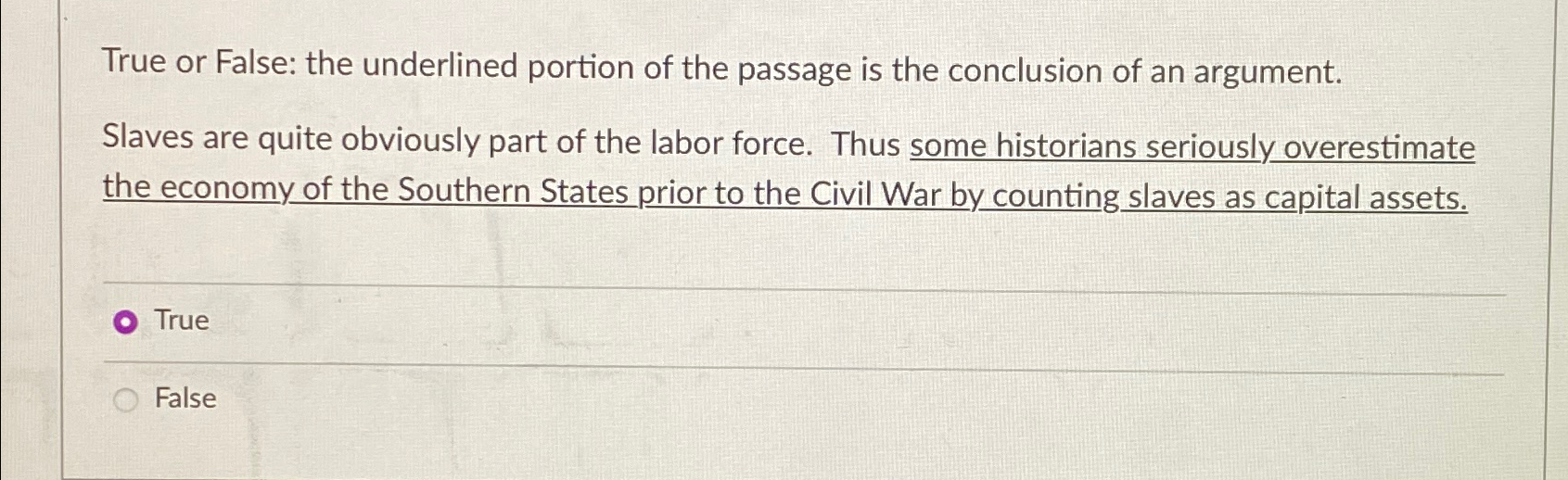Solved True or False: the underlined portion of the passage | Chegg.com