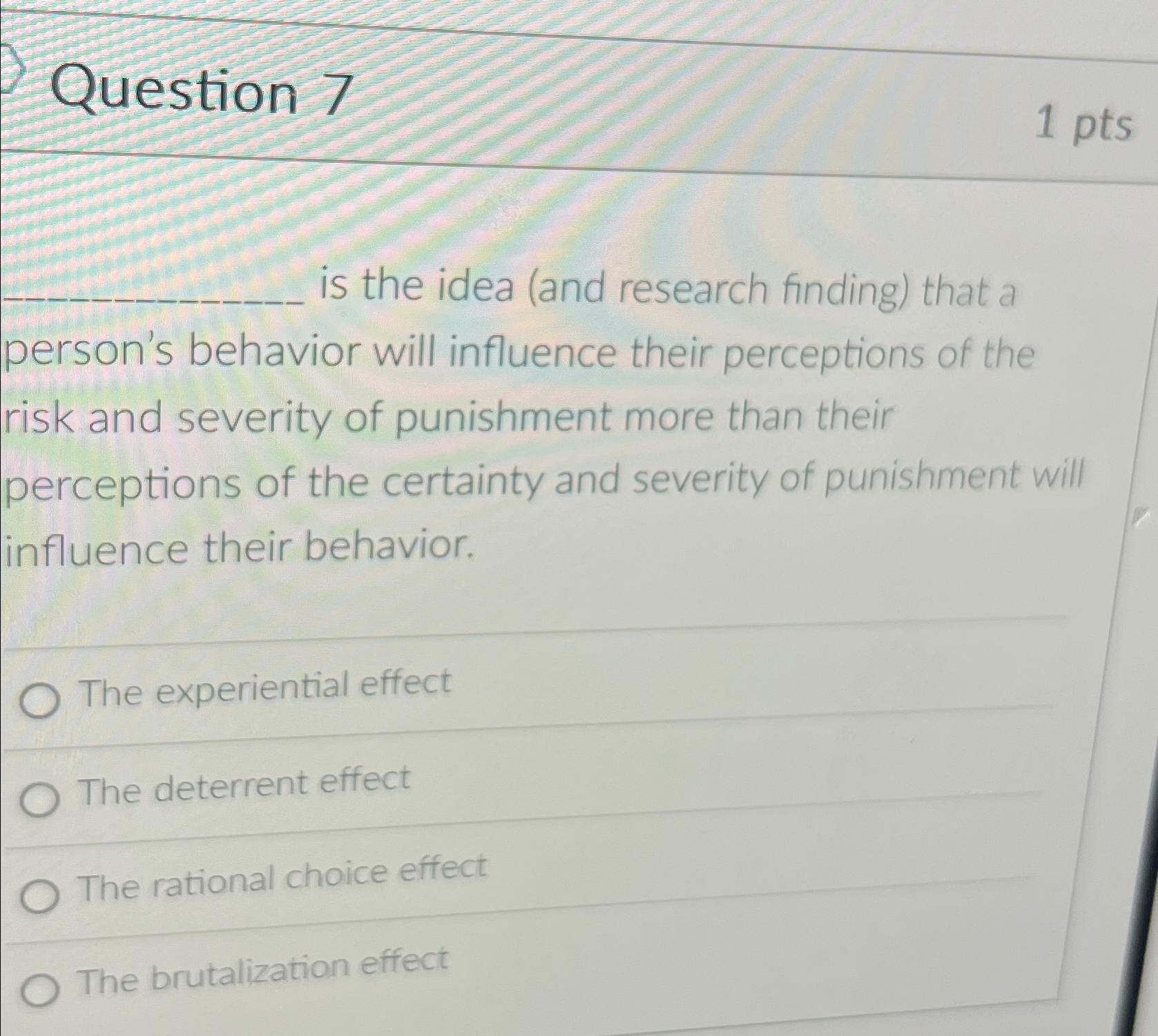 Solved Question 71ptsis the idea (and research finding) | Chegg.com