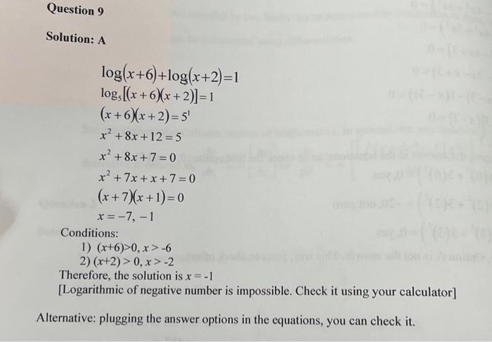 Solved What is the value of x, if log5 (x+6) +log5 (x+2) =1? | Chegg.com