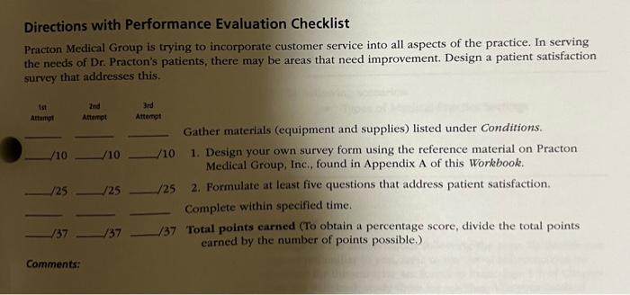 Solved Directions with Performance Evaluation Checklist | Chegg.com