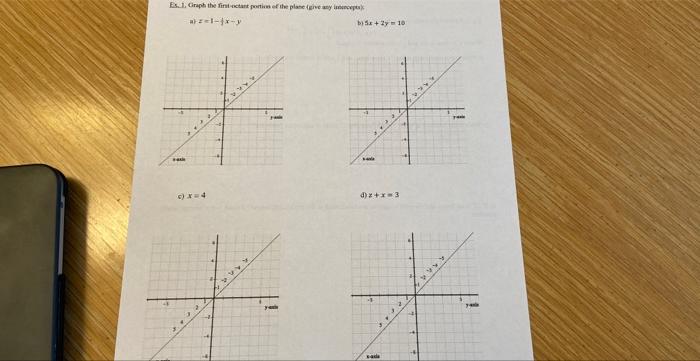 Ex. 1, A through D. Graph the first octant-portion of | Chegg.com