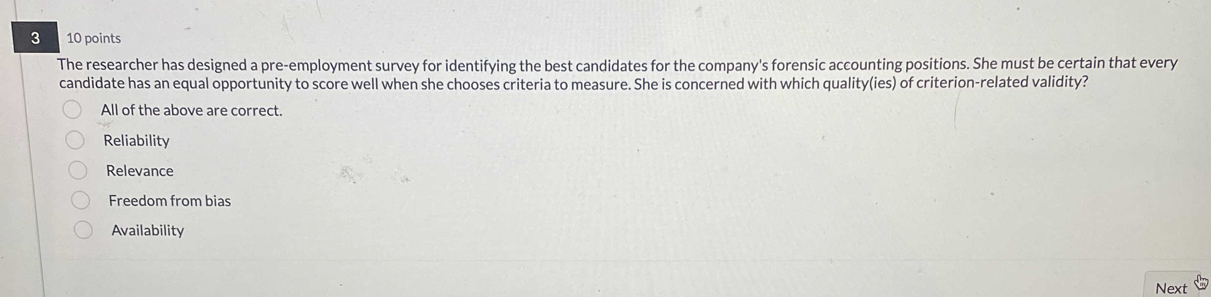 Solved 310 ﻿pointsThe researcher has designed a | Chegg.com