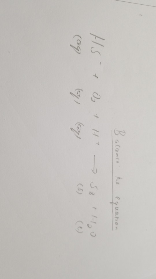 Solved Balance the equation f O2 f HT S8 + Hao bo) lagi egy | Chegg.com