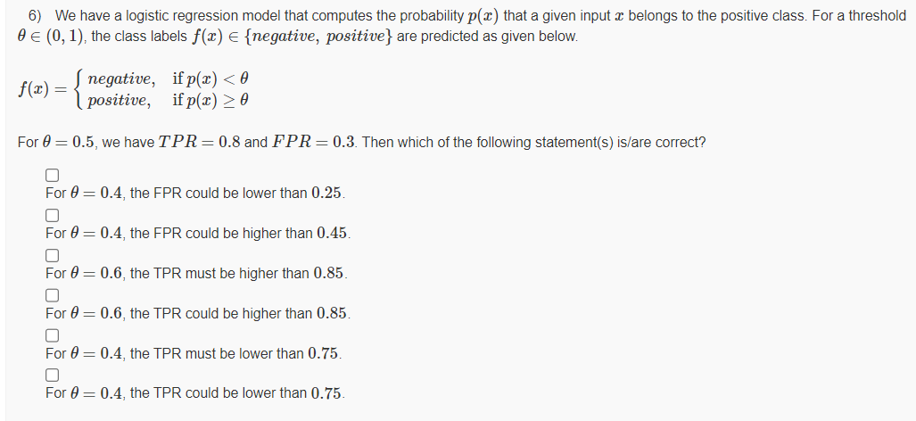 Solved We have a logistic regression model that computes the | Chegg.com