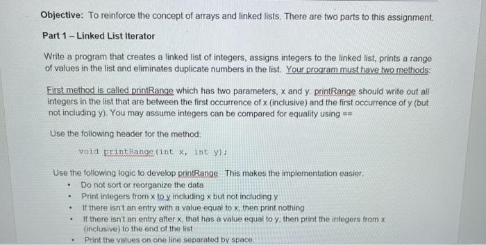 Objective: To reinforce the concept of arrays and | Chegg.com
