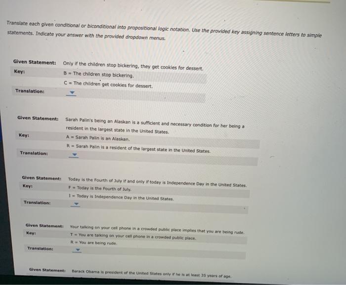 Translate each given conditional or biconditional | Chegg.com