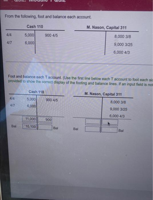 Solved From the following, foot and balance each account. | Chegg.com