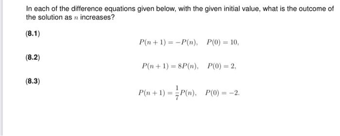 Solved In each of the difference equations given below, with | Chegg.com