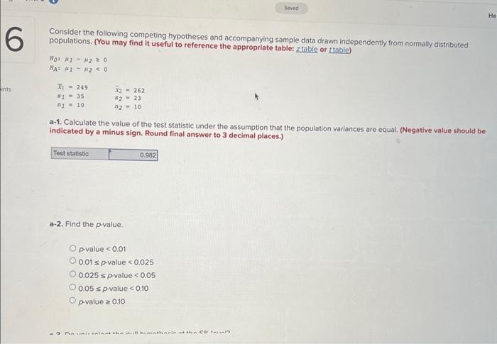 Solved Consider the following competing hypotheses and | Chegg.com