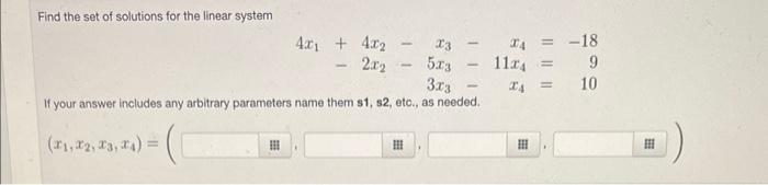 Solved Find the set of solutions for the linear system | Chegg.com