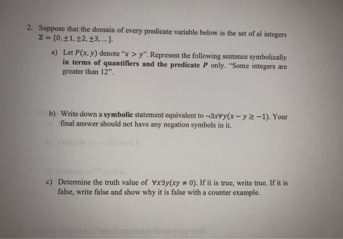 Solved 2. Suppose that the domain of every predicate | Chegg.com