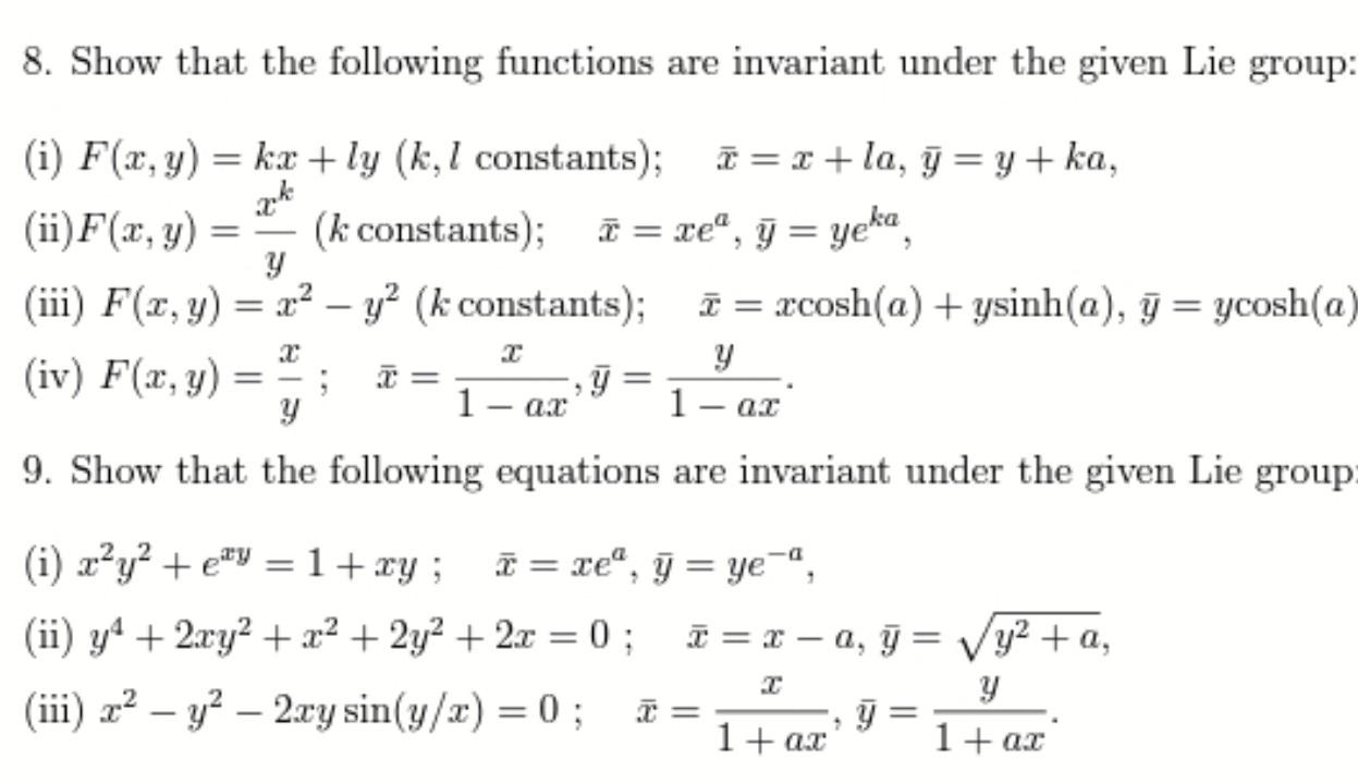 Solved 1. Show that the following form a Lie group: 1 (i) T, | Chegg.com