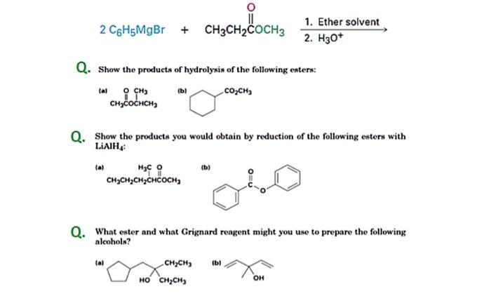 Solved 2 C6H5MgBr + CH3CH2COCH3 снясн,сосн, 1. Ether solvent | Chegg.com