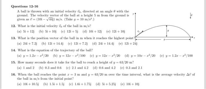 Solved A ball is thrown with an initial velocity v0, | Chegg.com