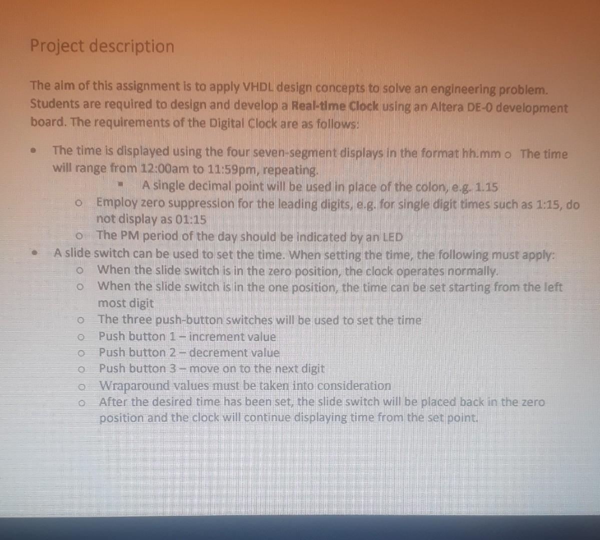 Solved The Aim Of This Assignment Is To Apply Vhdl Design
