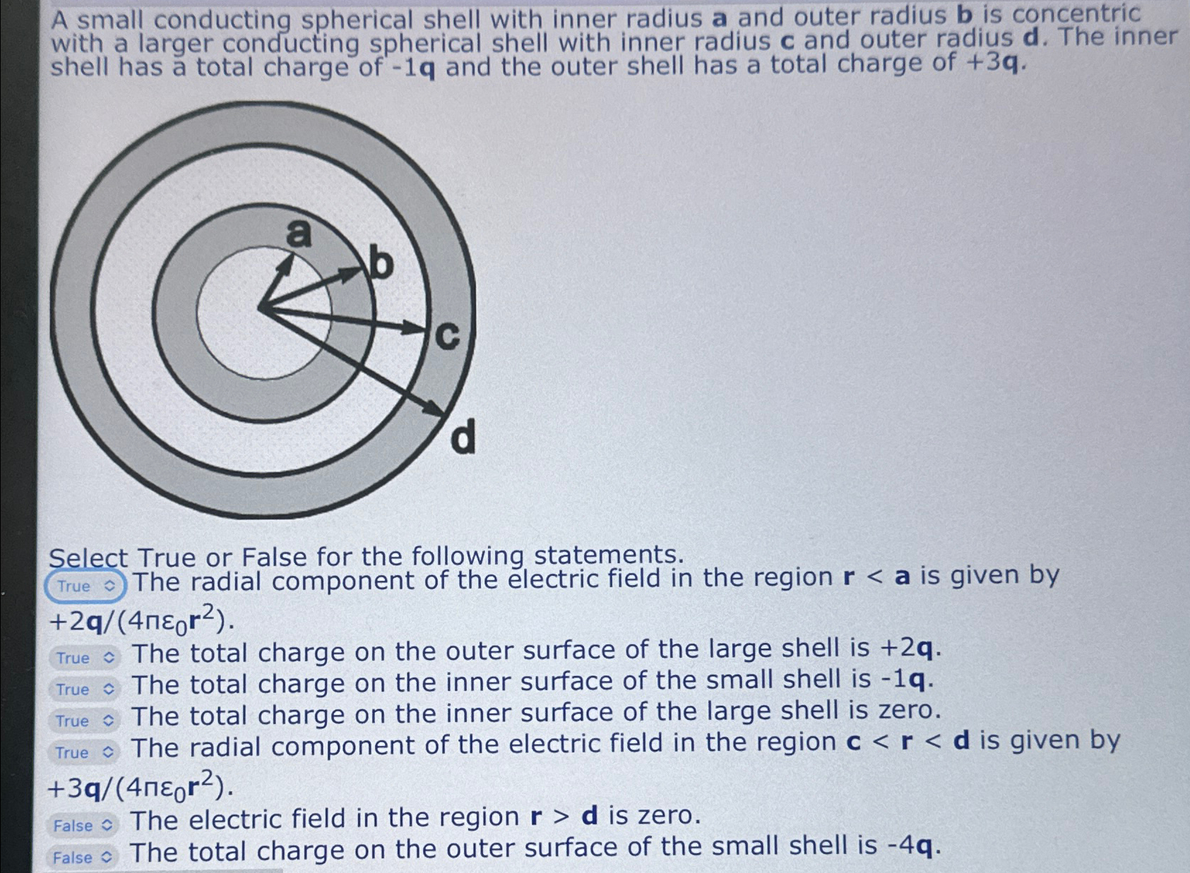 Solved A small conducting spherical shell with inner radius | Chegg.com