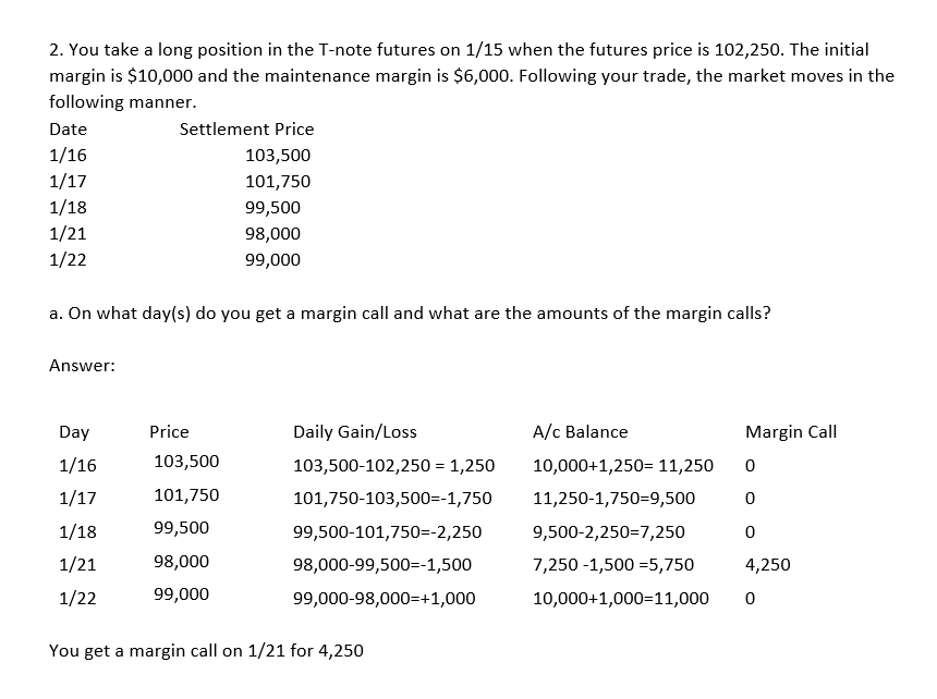 You take a long position in the T-note futures on 115 | Chegg.com