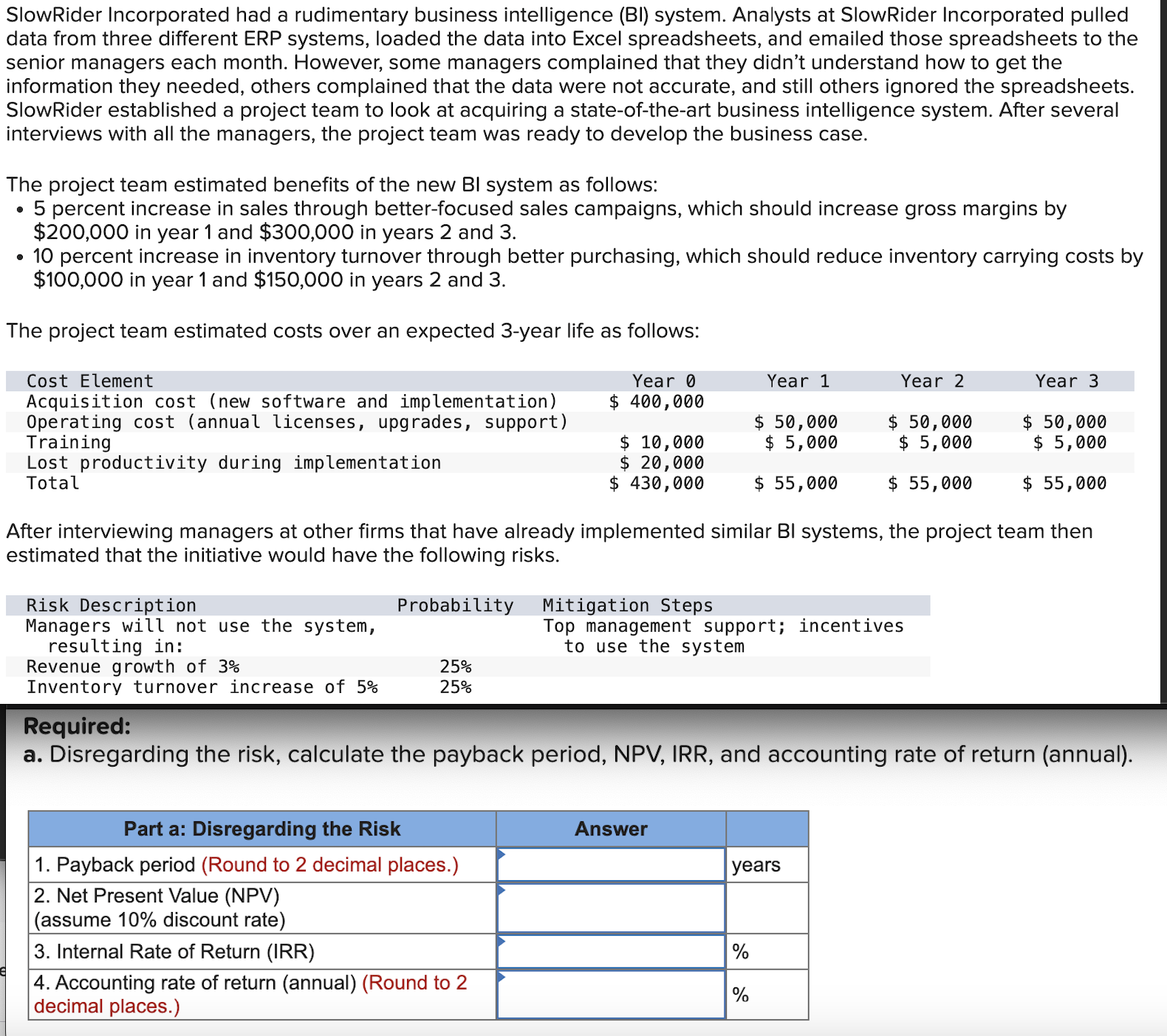 Solved SlowRider Incorporated had a rudimentary business | Chegg.com