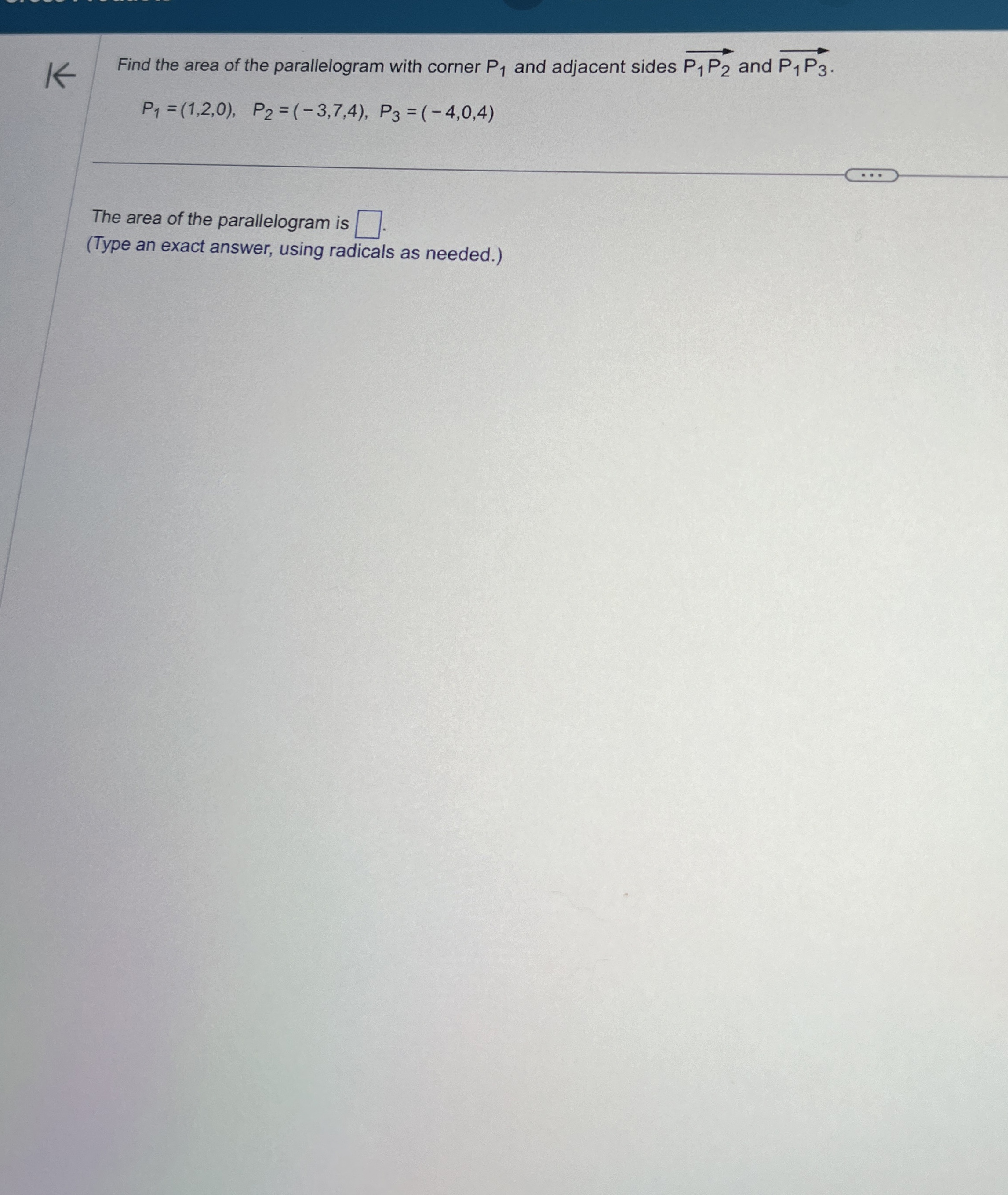 Solved Find the area of the parallelogram with corner P1 | Chegg.com