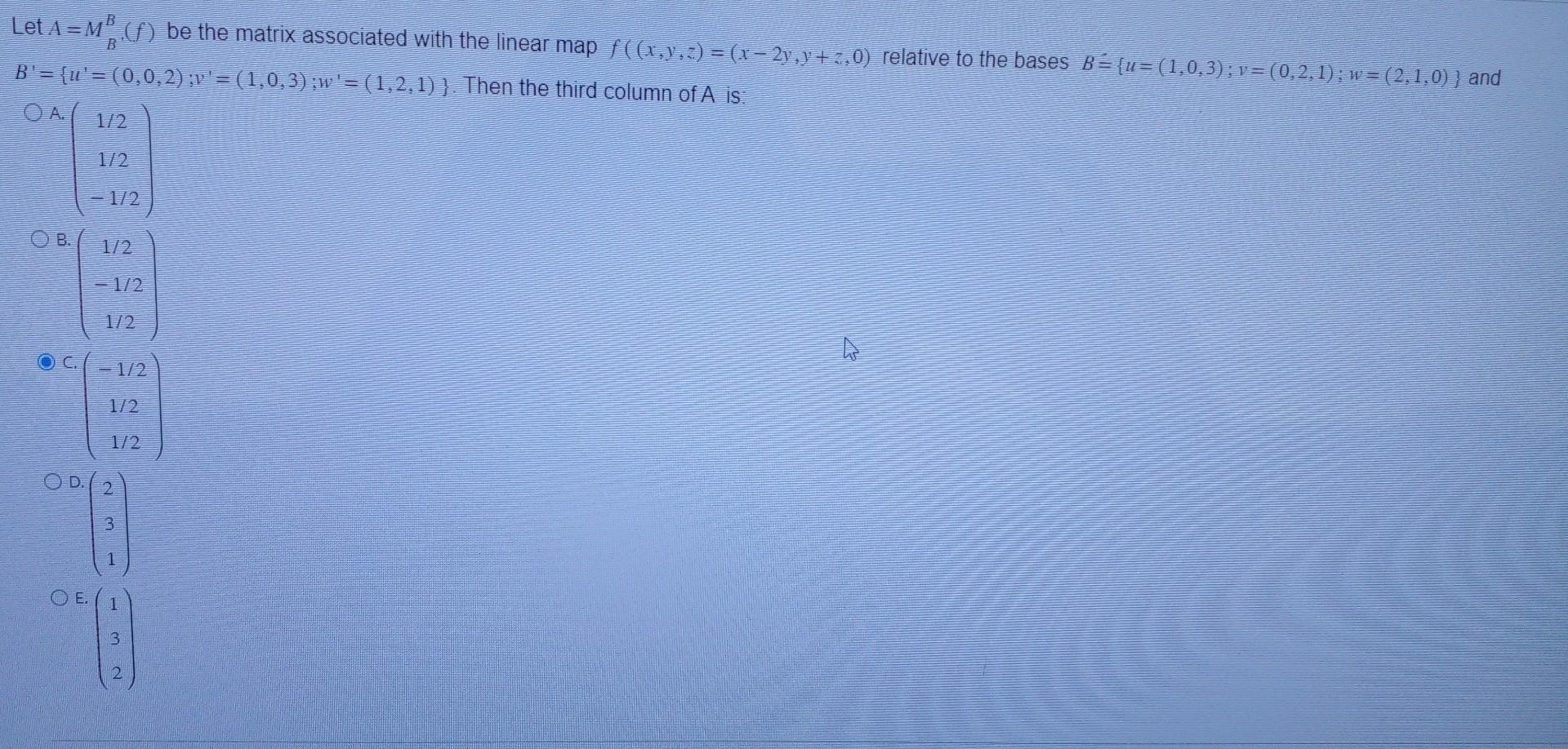 Solved Let A=MBB(f) be the matrix associated with the linear | Chegg.com