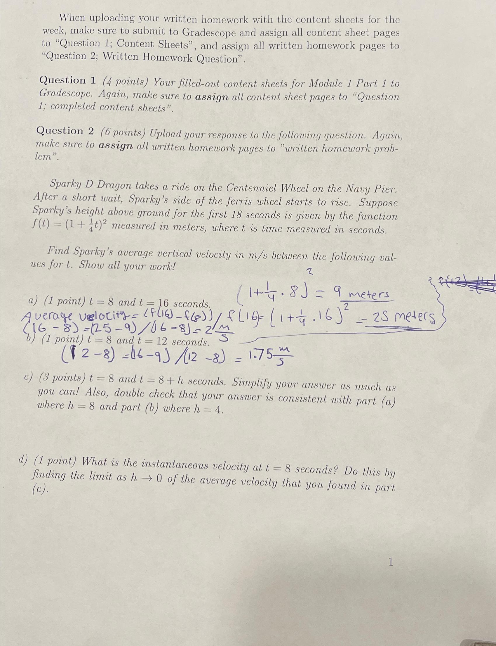 Solved When uploading your written homework with the content | Chegg.com