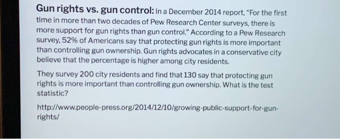 Solved: Gun Rights Vs. Gun Control: In A December 2014 Rep... | Chegg.com