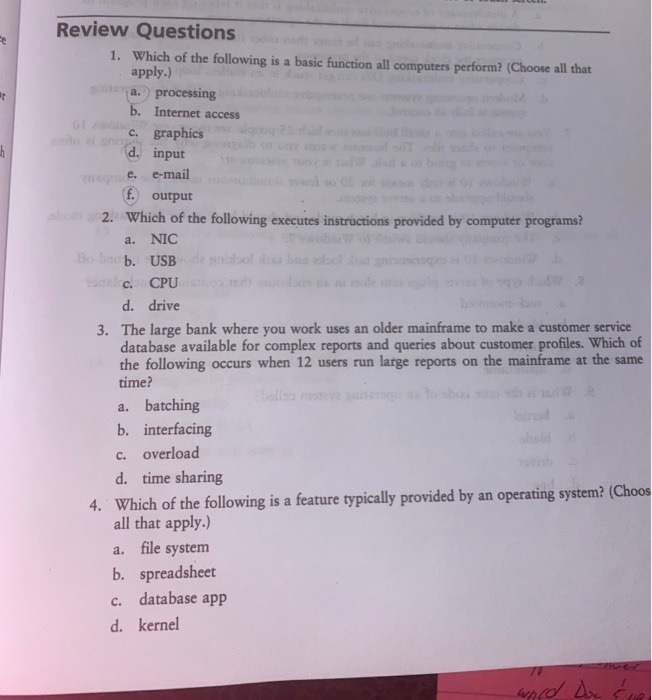 Solved Review Questions 1. Which of the following is a basic | Chegg.com