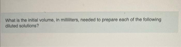 Solved What is the initial volume, in milliliters, needed to | Chegg.com