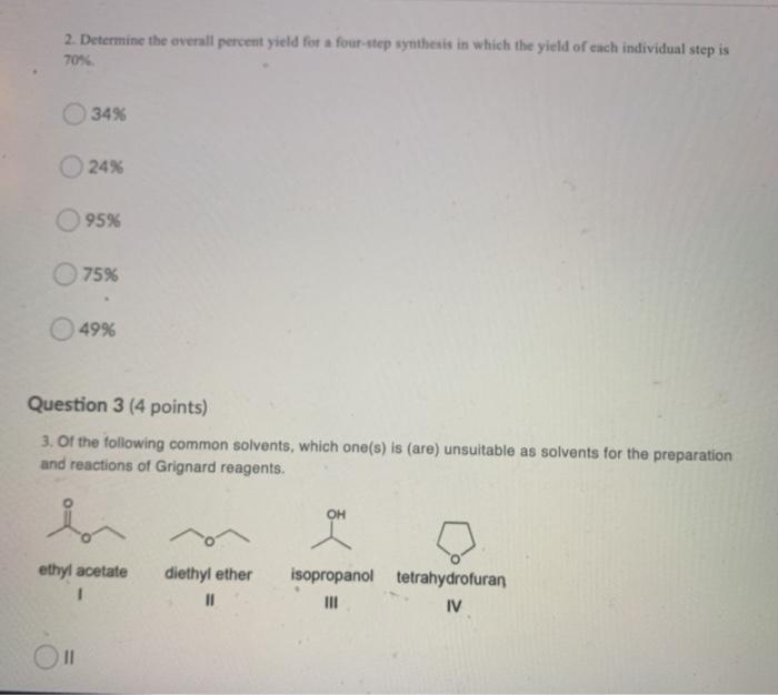 Solved 2. Determine the overall percent yield for a | Chegg.com