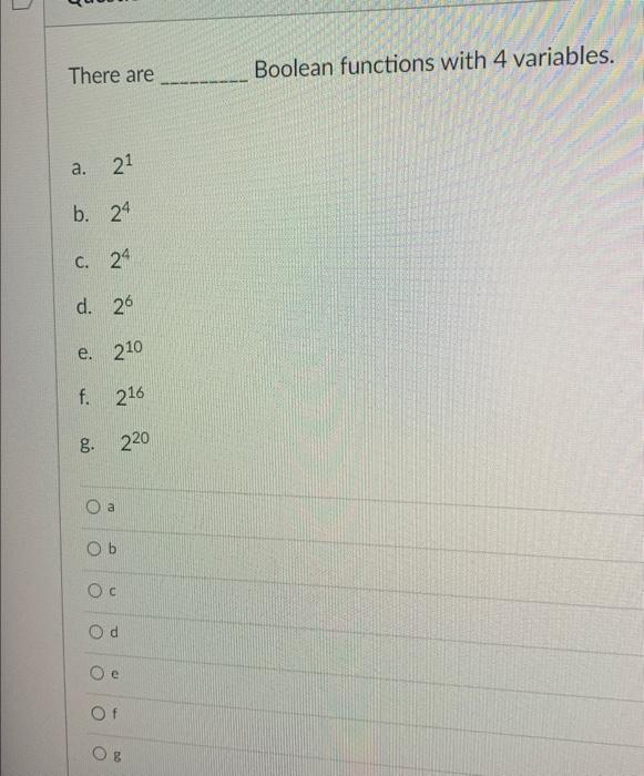 Solved There Are Boolean Functions With 4 Variables A 21