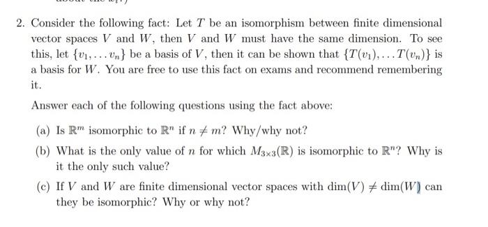 Solved 2. Consider the following fact: Let T be an | Chegg.com