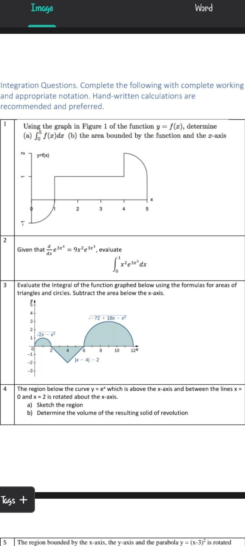 Solved Integration Questions. Complete the following with | Chegg.com