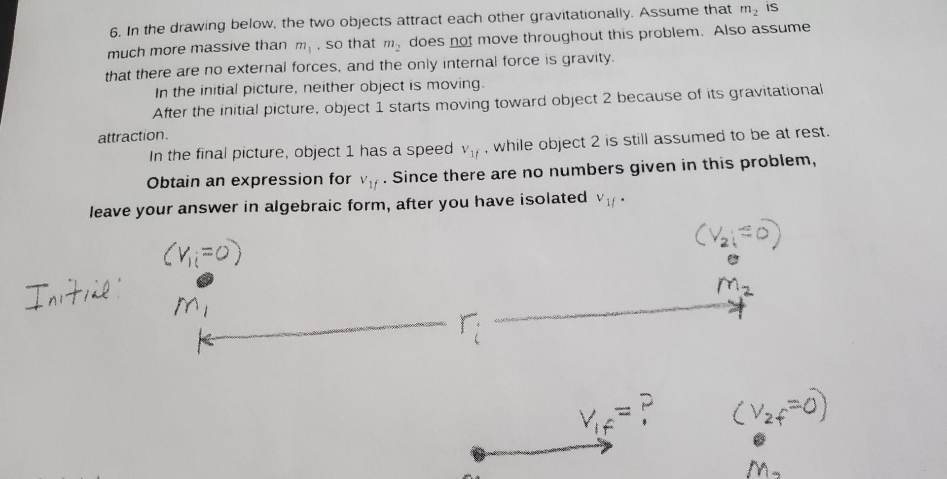 Solved 6. In the drawing below, the two objects attract each | Chegg.com