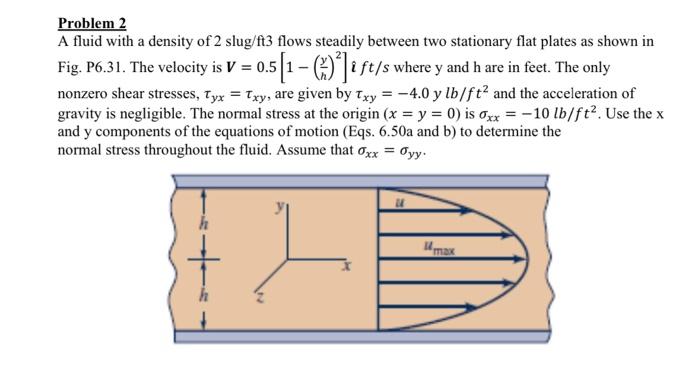 Solved Problem 2 A fluid with a density of 2 slug/ ft3 flows | Chegg.com
