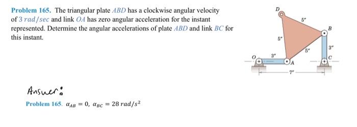 Solved D 5 Problem 165. The triangular plate ABD has a | Chegg.com