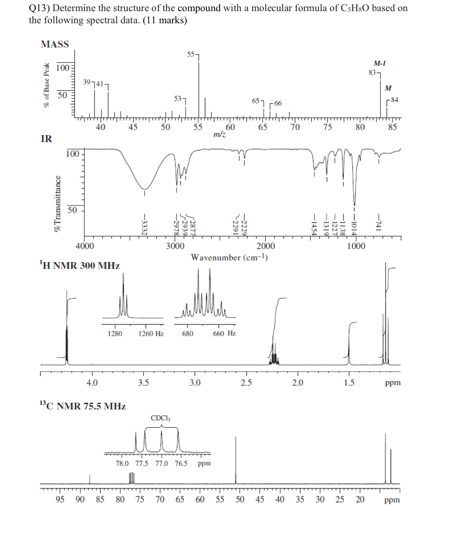 Solved Q13) ﻿Determine the structure of the compound with a | Chegg.com