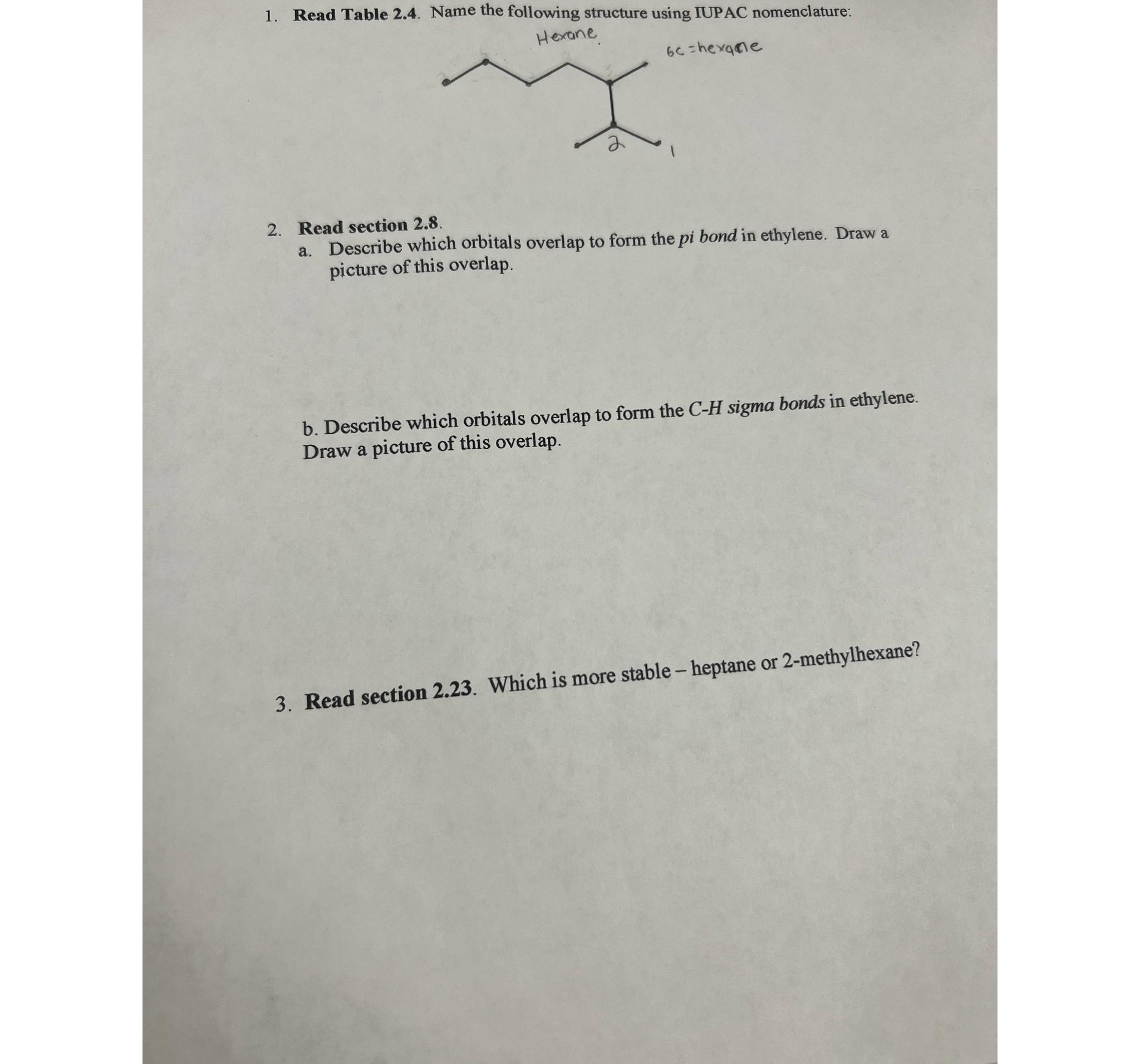 Solved Read Table 2.4. ﻿Name the following structure using | Chegg.com