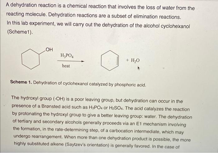 Solved A dehydration reaction is a chemical reaction that | Chegg.com