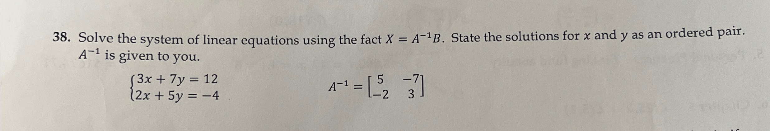 Solved Solve the system of linear equations using the fact | Chegg.com