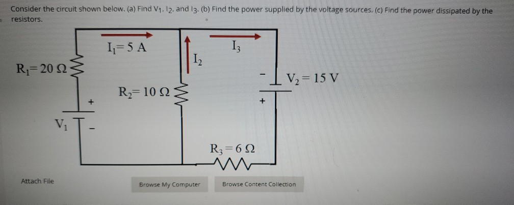 Solved Consider the circuit shown below. (a) Find V1, I2, | Chegg.com