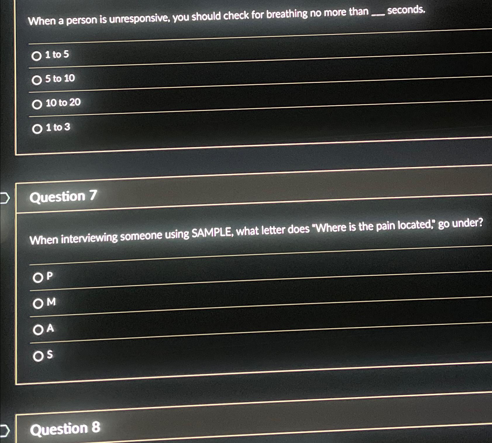 Solved When a person is unresponsive, you should check for | Chegg.com