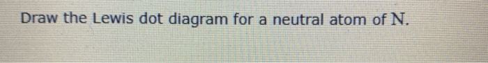 Solved Draw the Lewis dot diagram for a neutral atom of N. | Chegg.com